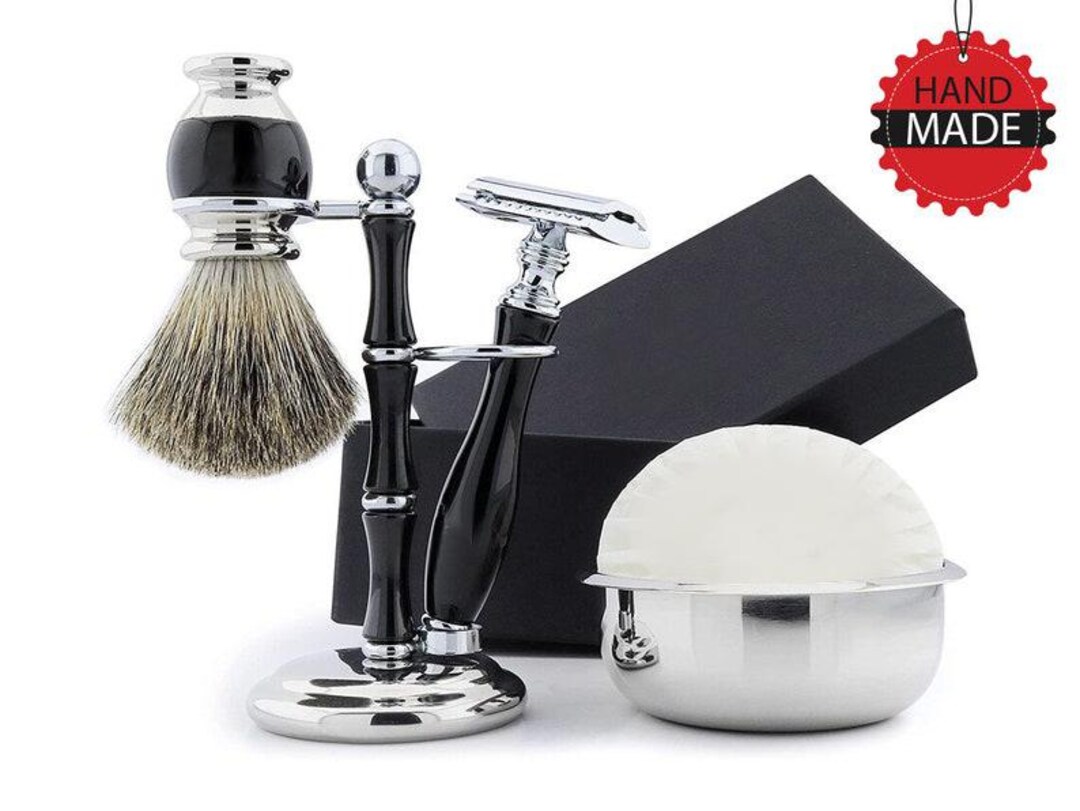 Handmade 5pc Shaving Kit for Men Badger Shaving Brush Shaving Stand ...