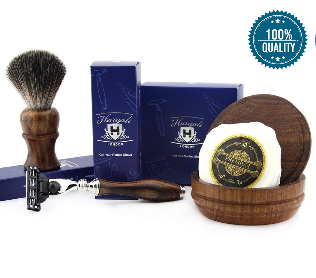 Luxury Wooden 4pc Shaving Set for Men Black Badger Shaving - Etsy