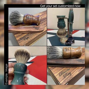 Round 5pc Shaving Kit for Men Badger Shaving Brush Shaving Stand Safety ...