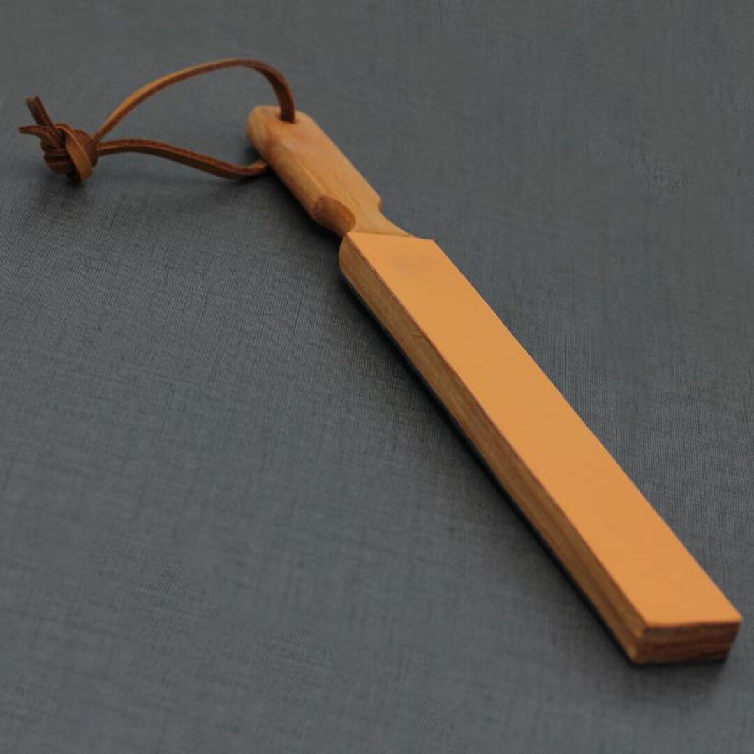 Handmade Genuine Leather Strop Wooden Handle Paddle Strop 2 Sided Strop ...