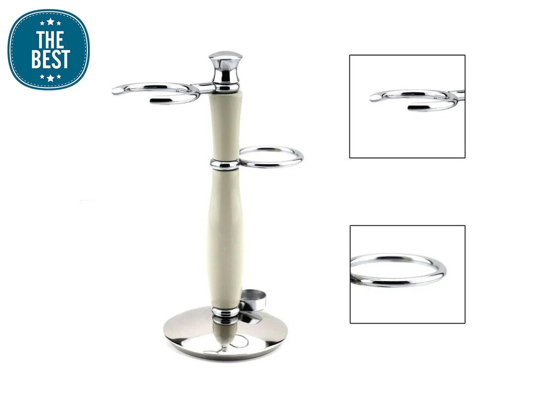 Premium Resin and Metal Brush and Razor Holder 2-tier Shaving Brush ...