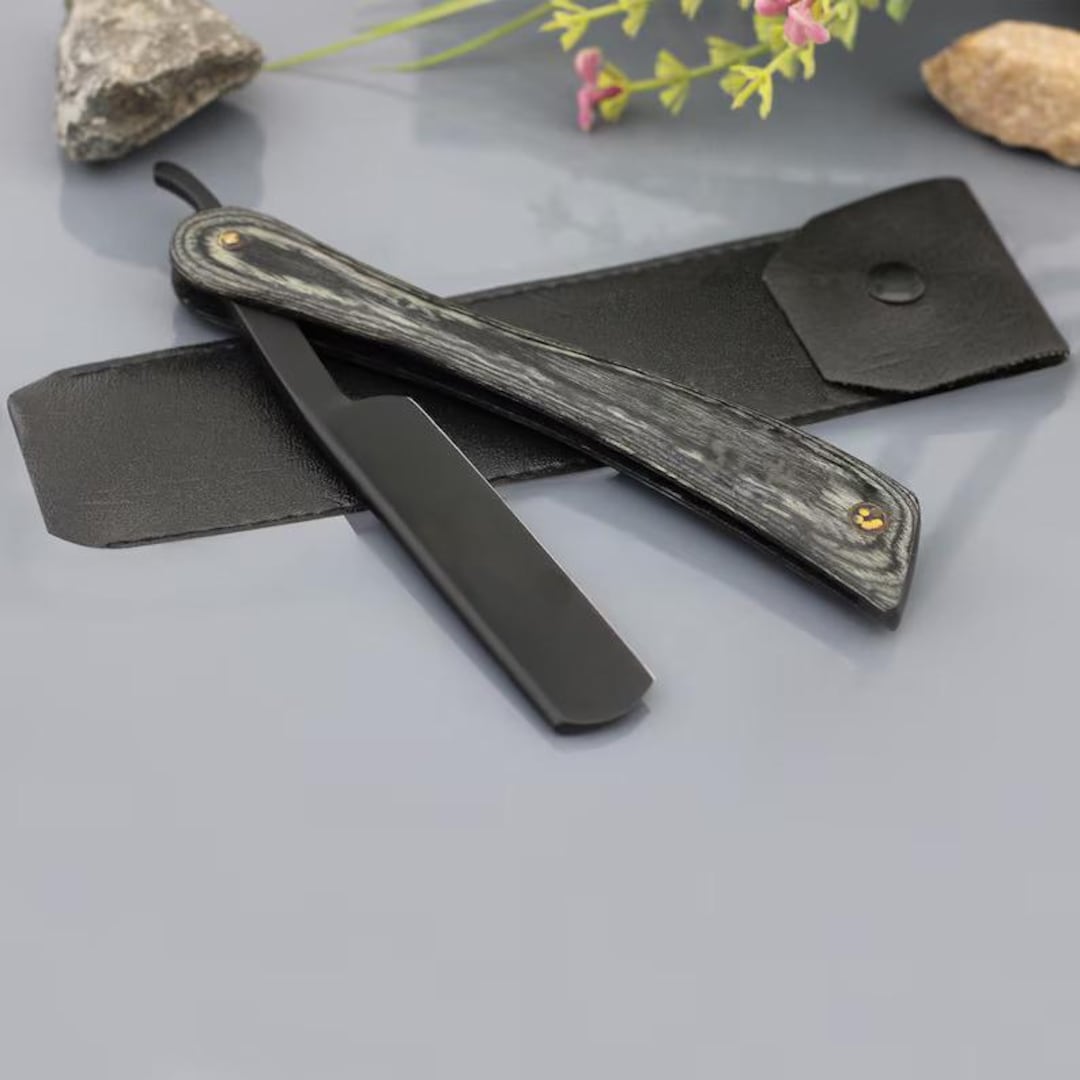 Handmade Classical Straight Razor With Black Wooden Handle Environment ...