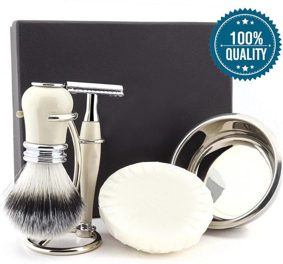 Handmade Elegant Shaving Kit for Men Synthetic Shaving Brush Curved ...