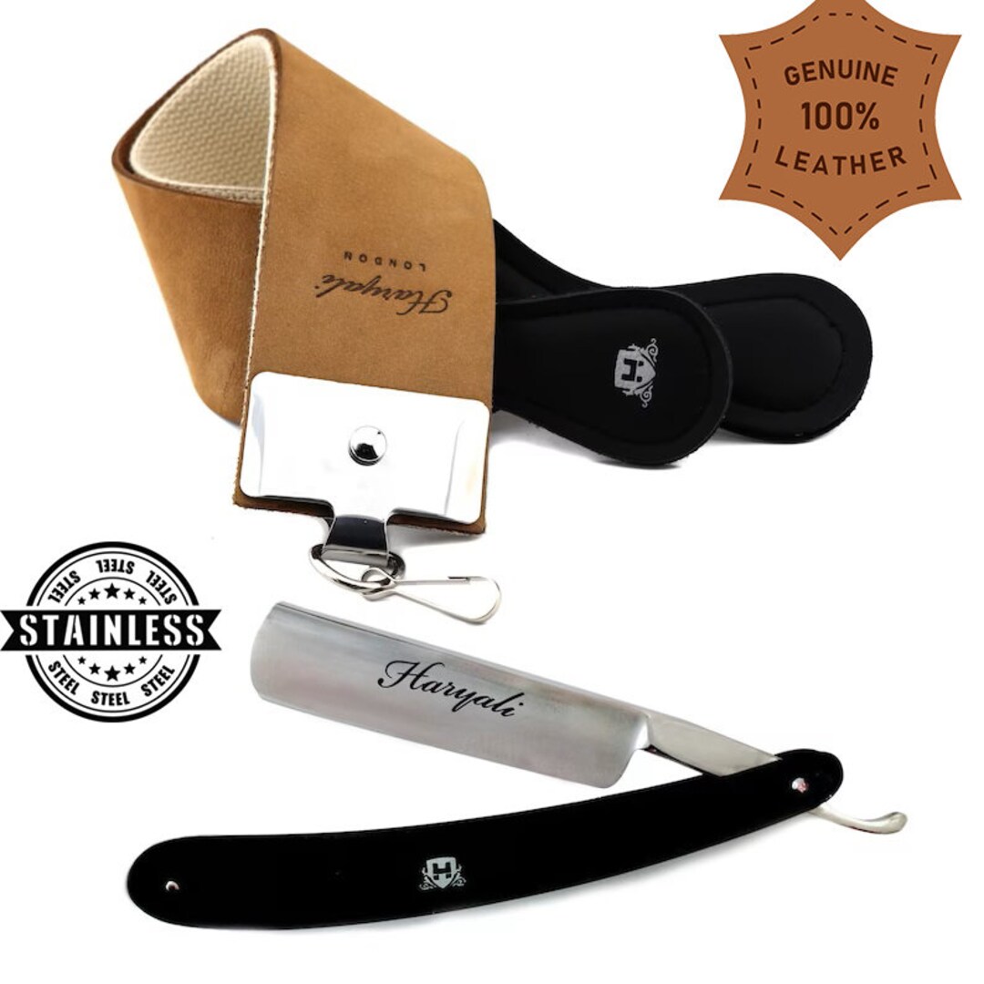 Strop Hand Made & Cut Throat Razor Set Double-sided Sharpening Strop ...