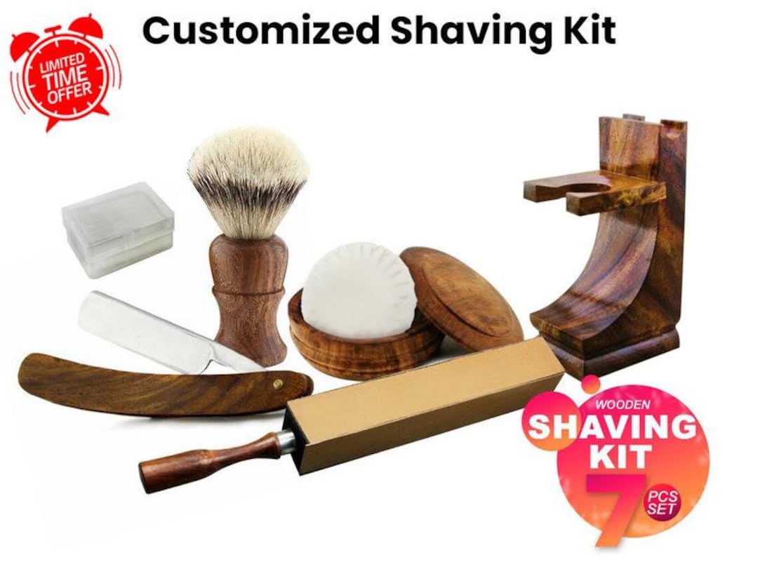 Handmade Wooden Cut Throat Razor Kit: 7 Piece Shaving Gift Set - Etsy