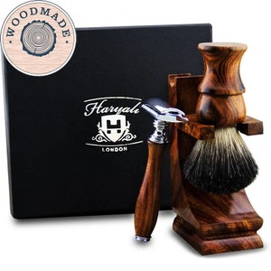 Luxury Wooden 3pc Mini Shaving Kit for Men Black Badger - Etsy
