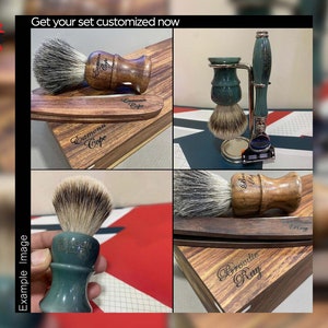 Shaving Set in Natural Wood Includes DE Safety Razor, Syntactic Shaving ...