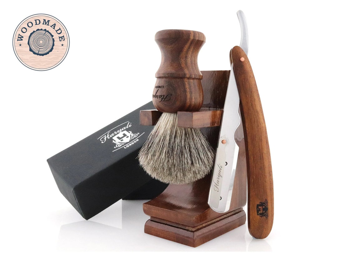 Cut Throat Razor Kit Wooden Shaving Kit Hand Assembled 3 Piece Men's ...