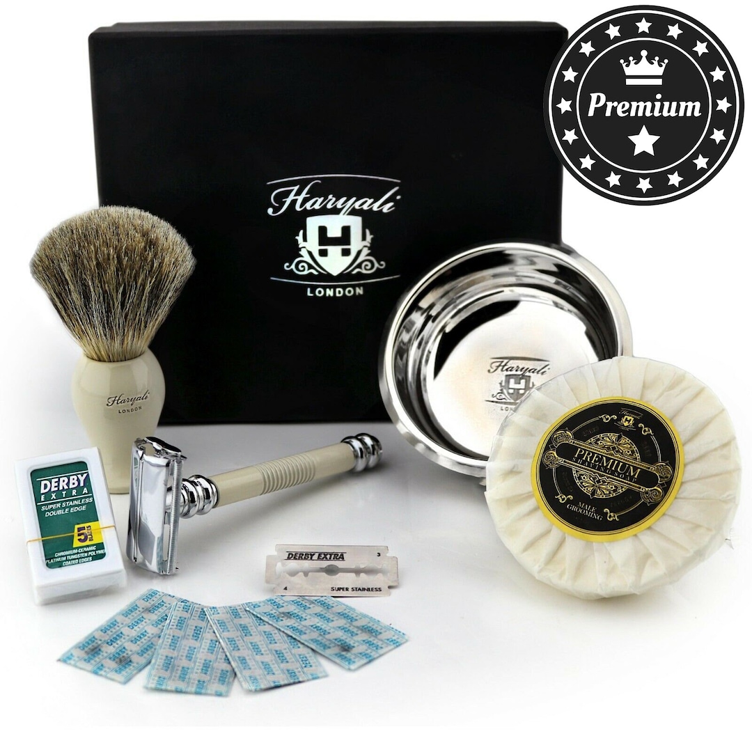 Minimalist 4pc Shaving Kit for Men Super Badger Shaving Brush Butterfly ...