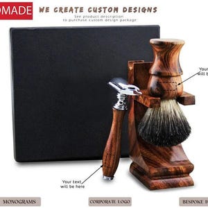 Handmade Luxury Wooden 3pc Mini Shaving Kit for Men Black Badger ...