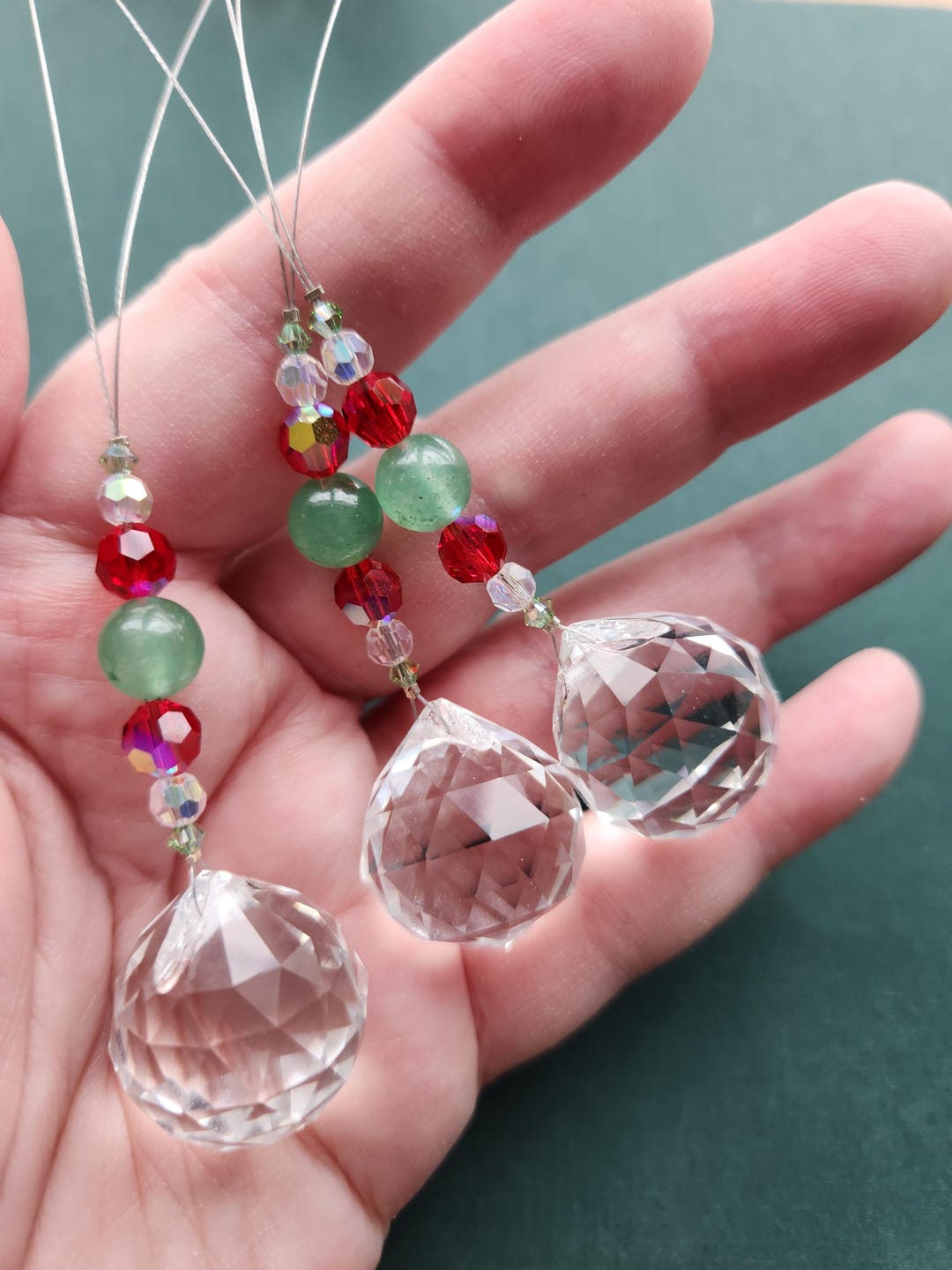 Mini Suncatchers - 3-pack | 20mm Sphere Prisms | GREEN AVENTURINE and ...