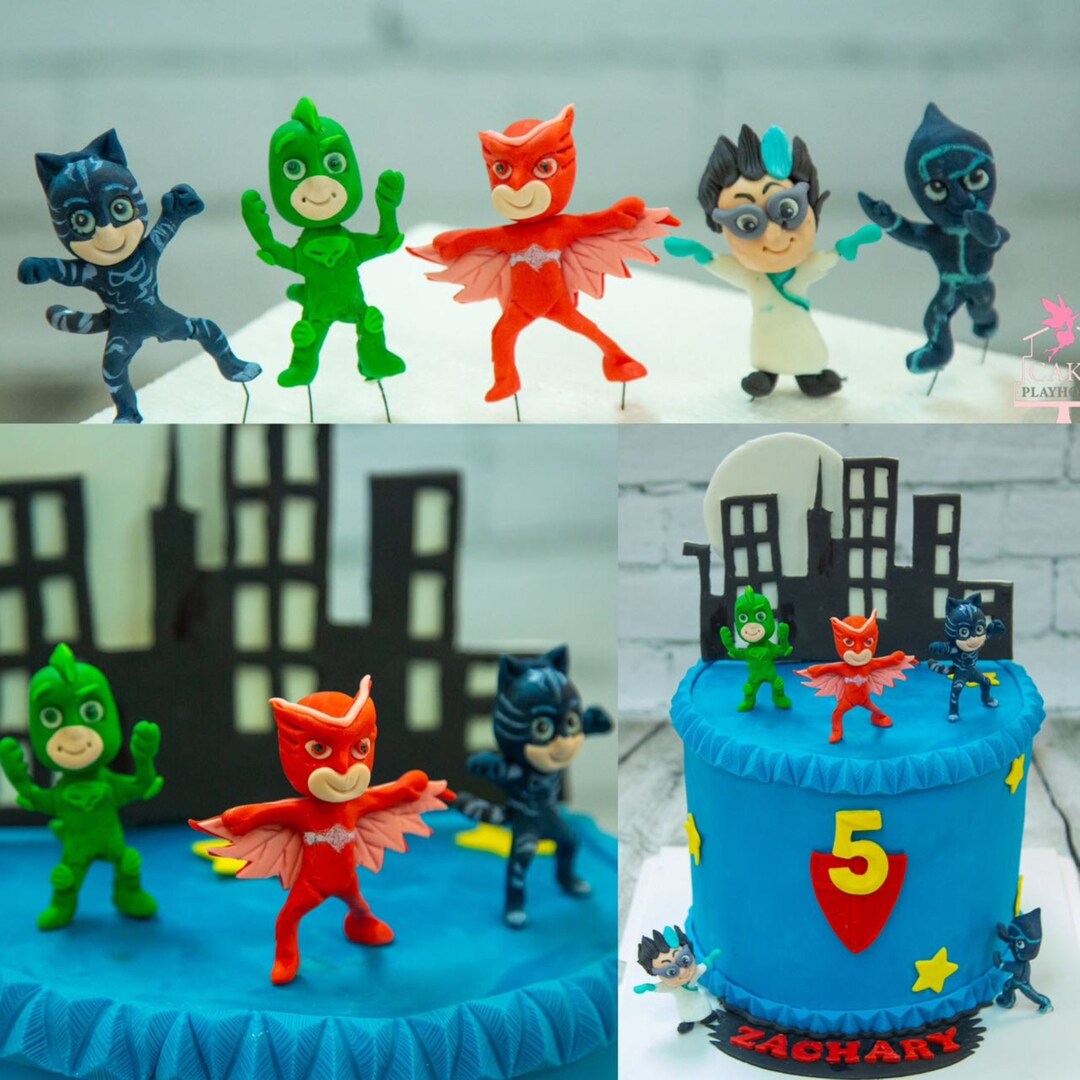 PJ Masks Characters Fondant Cake Topper, Cake DIY, Pj Masks Topper ...