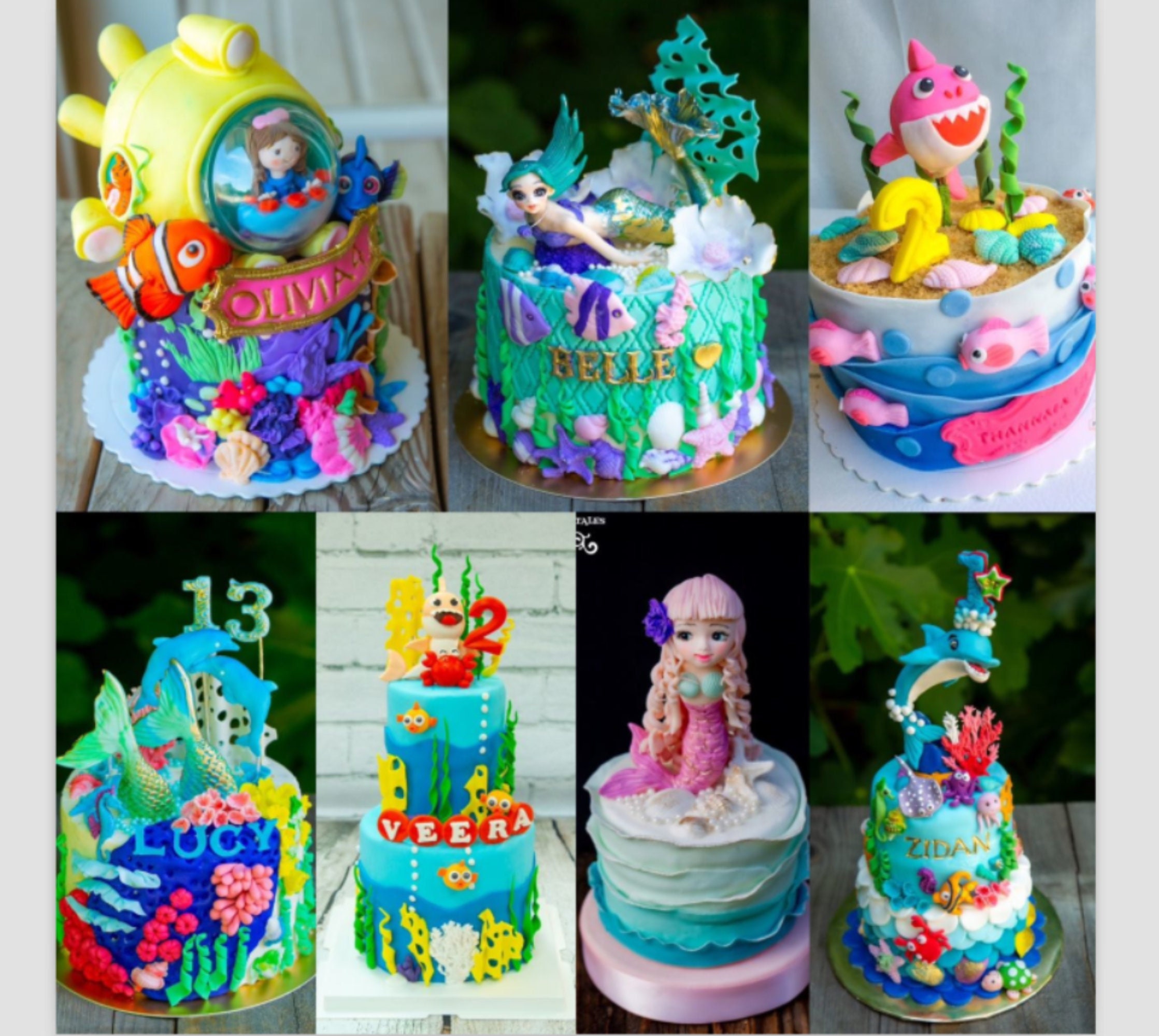 Ocean Theme Cake Topper Submarine Dolphin Shark Mermaid Shell - Etsy