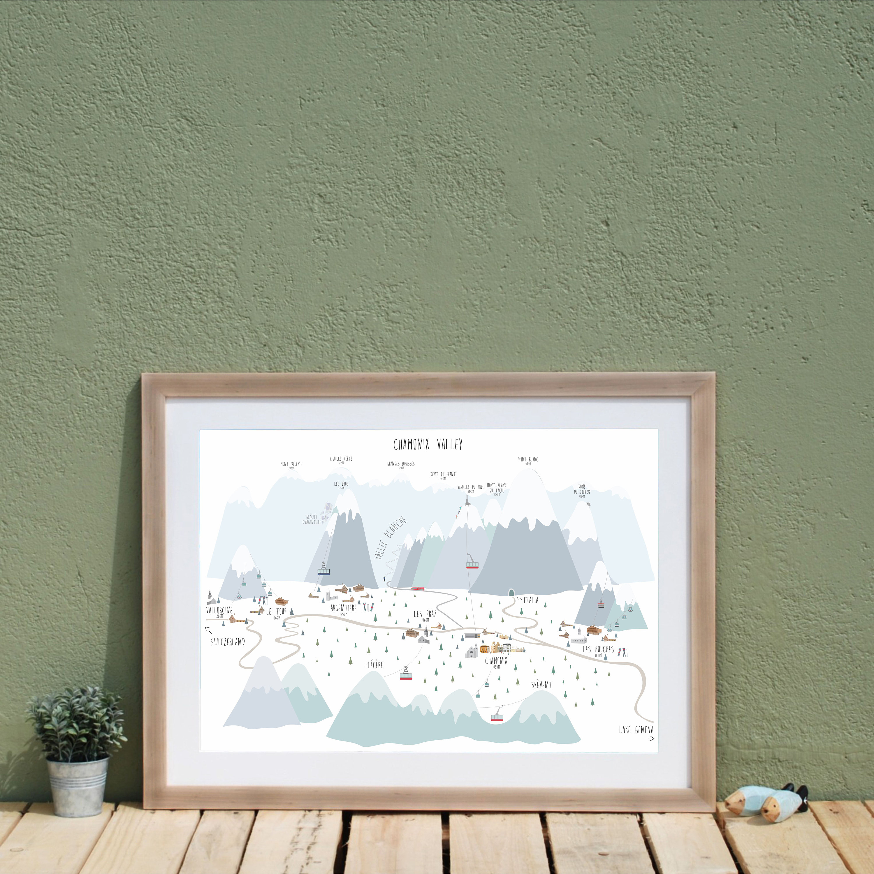 Chamonix Valley Ski Map, Les Praz, Les Houches, Le Tour, Argentiere ...