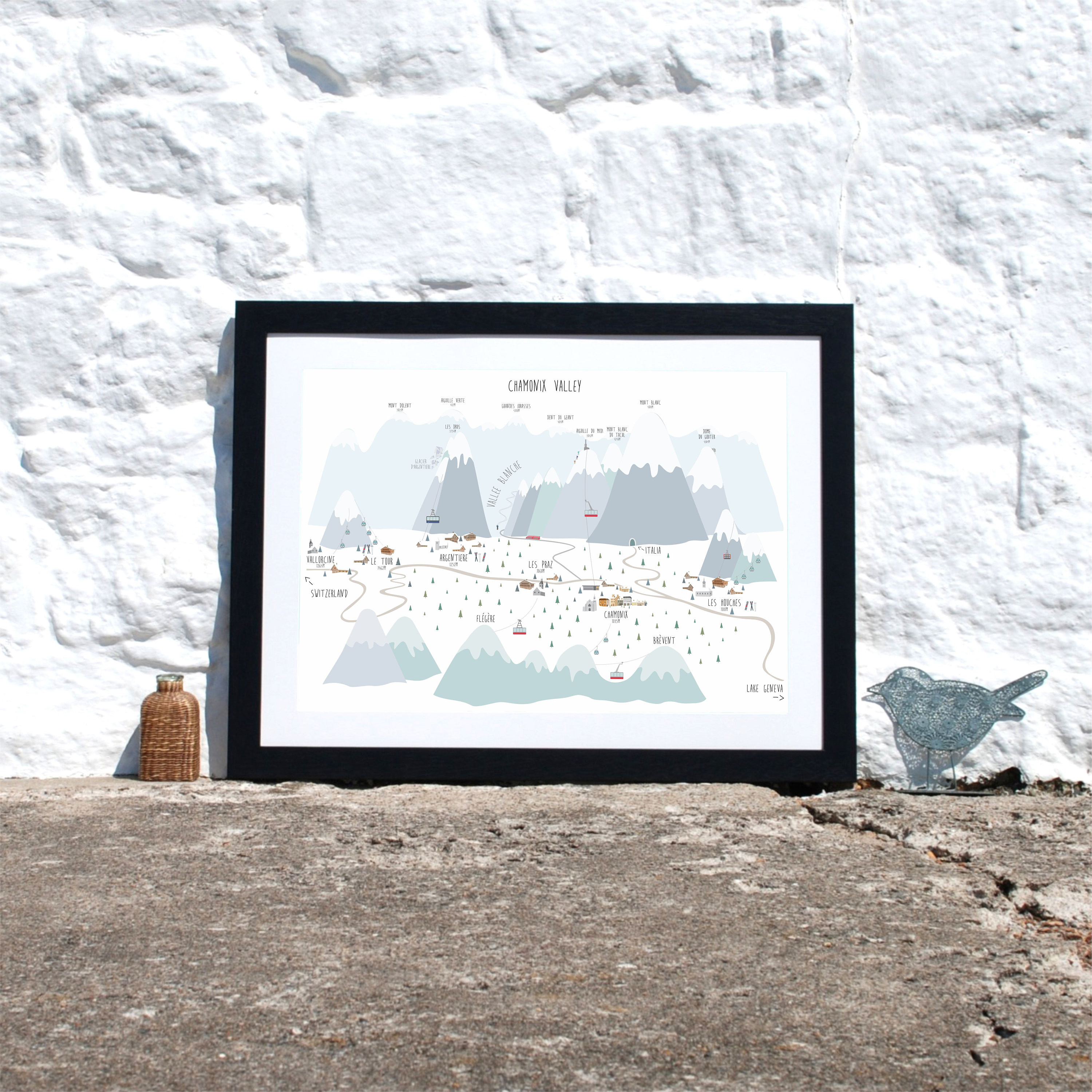 Chamonix Valley Ski Map, Les Praz, Les Houches, Le Tour, Argentiere ...