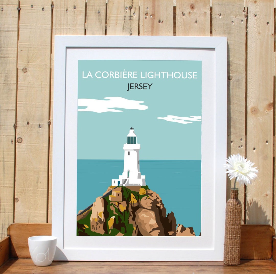 La Corbiere Lighthouse, Jersey Channel Islands UK, Retro Style Travel Print - Etsy UK