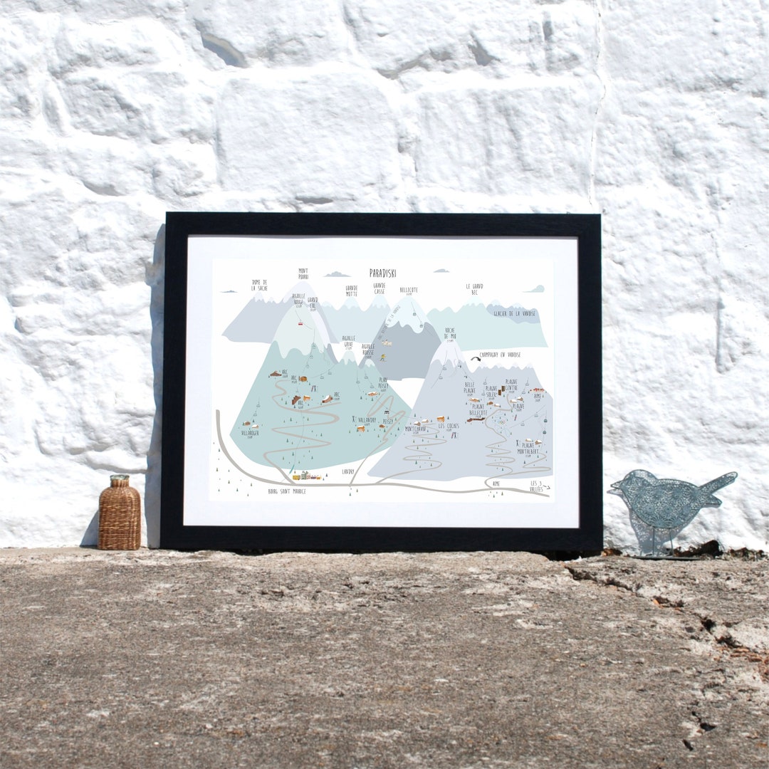 Paradiski Ski Map Print – La Plagne & Les Arcs, Winter Sports Art - Etsy