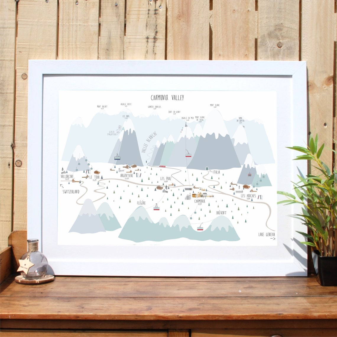 Chamonix Valley Ski Map, Les Praz, Les Houches, Le Tour, Argentiere ...