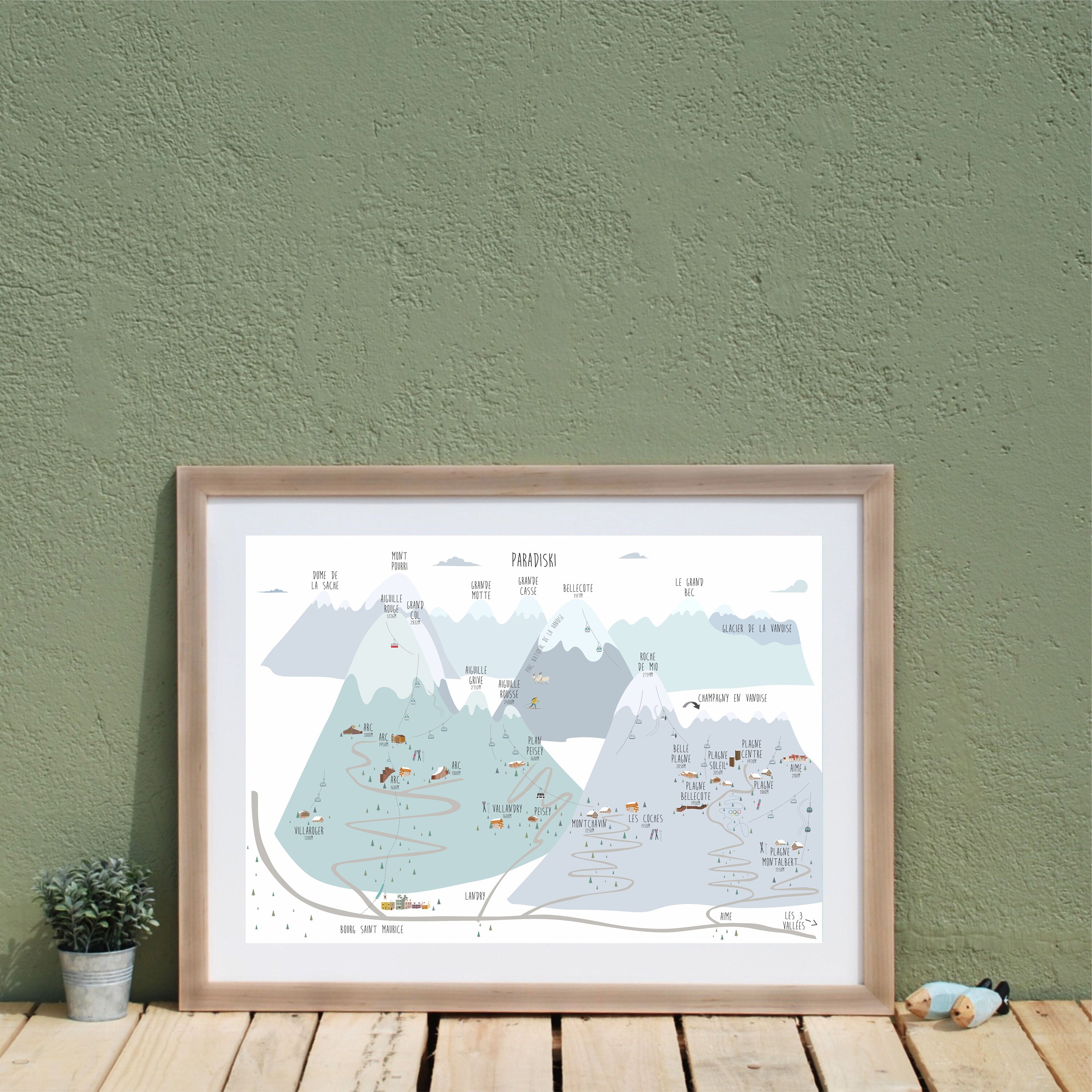 Paradiski Ski Map La Plagne Les Arcs Peisey Peisey | Etsy