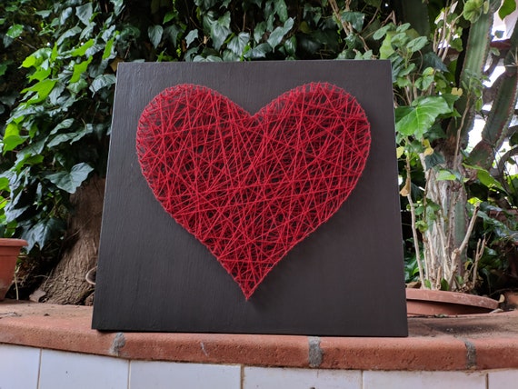 Cuore Di Lana String Art Filo Rosso Love Heart San - Etsy