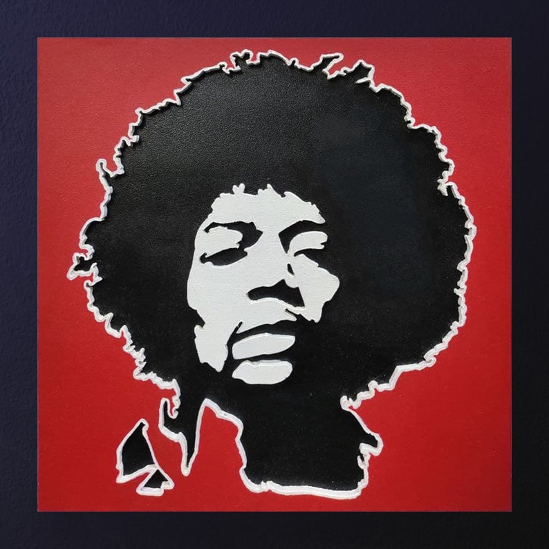 Jimi Hendrix, Quadro in 3D, Stencil, Rock N Roll, Guitar, Rock - Etsy