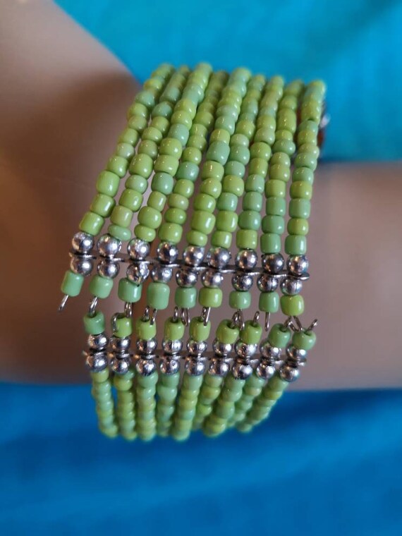 Beautiful agate Amber coloured and green silver beade… - Gem