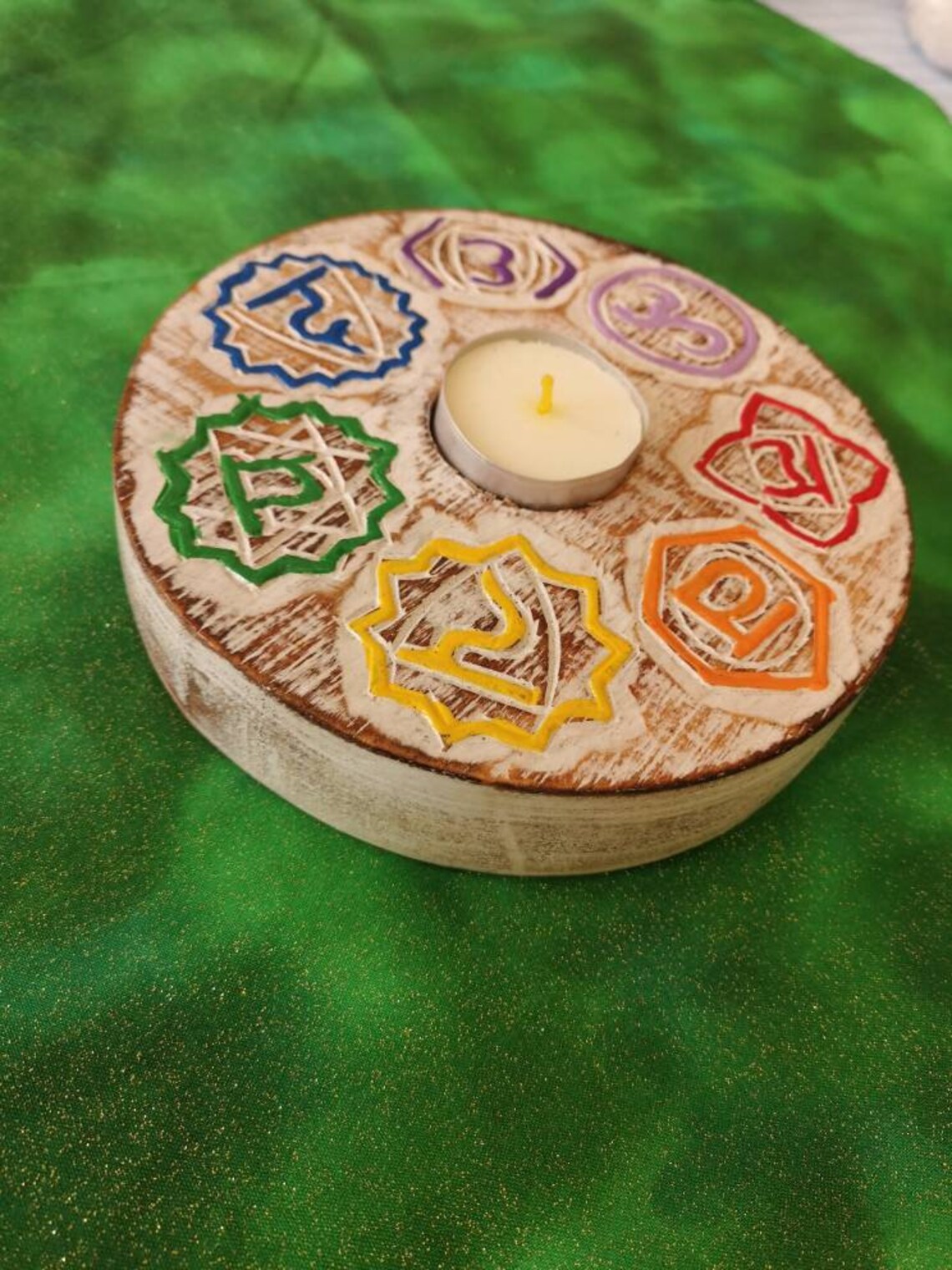 Spiritual Wooden Chakra Handmade Fair Trade T Lite Holder Wonderful ...