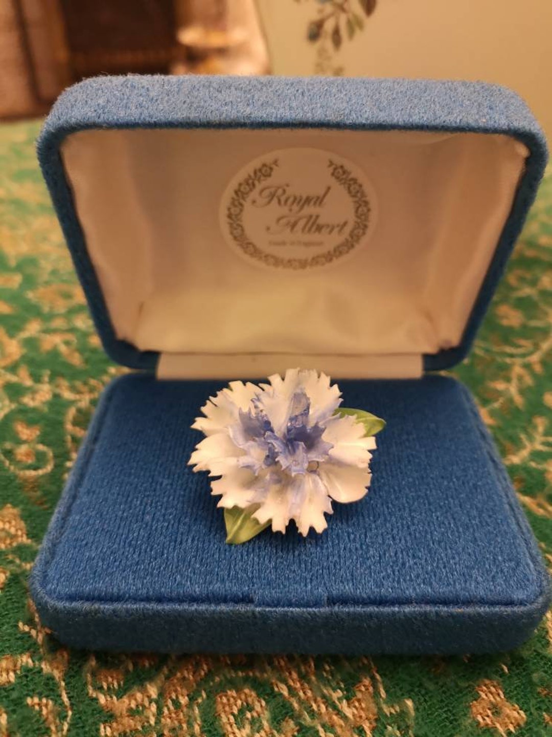 Beautiful Blue Bone China Royal Albert Brooch Made in England in ...