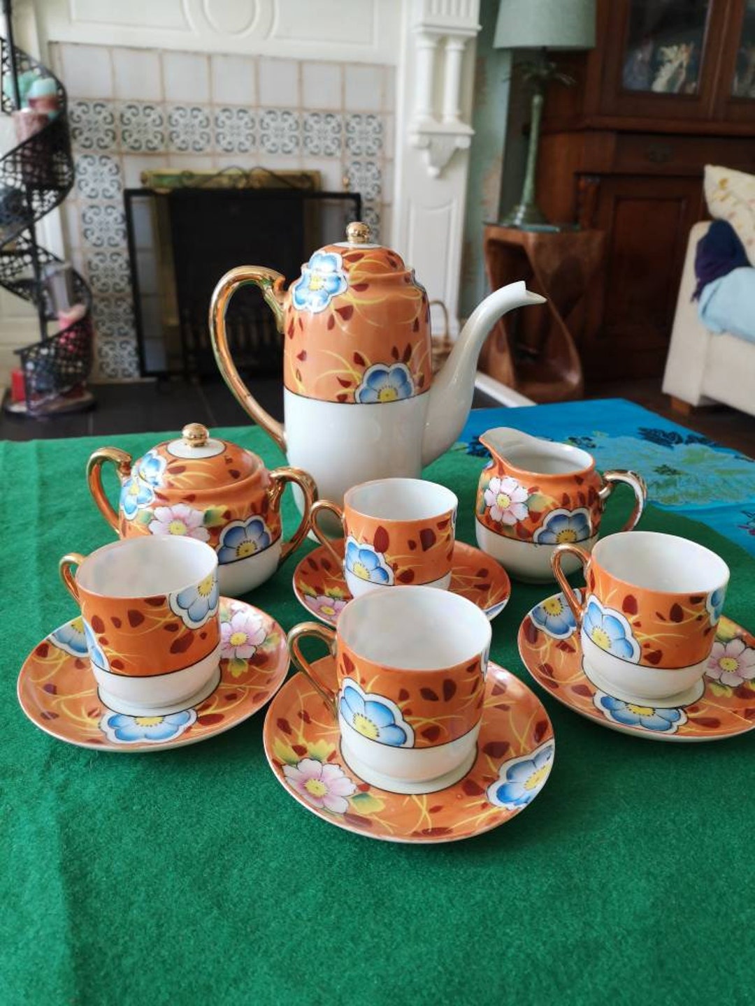 Vintage Japanese Handpainted China Coffee Set With Coffee Pot - Etsy