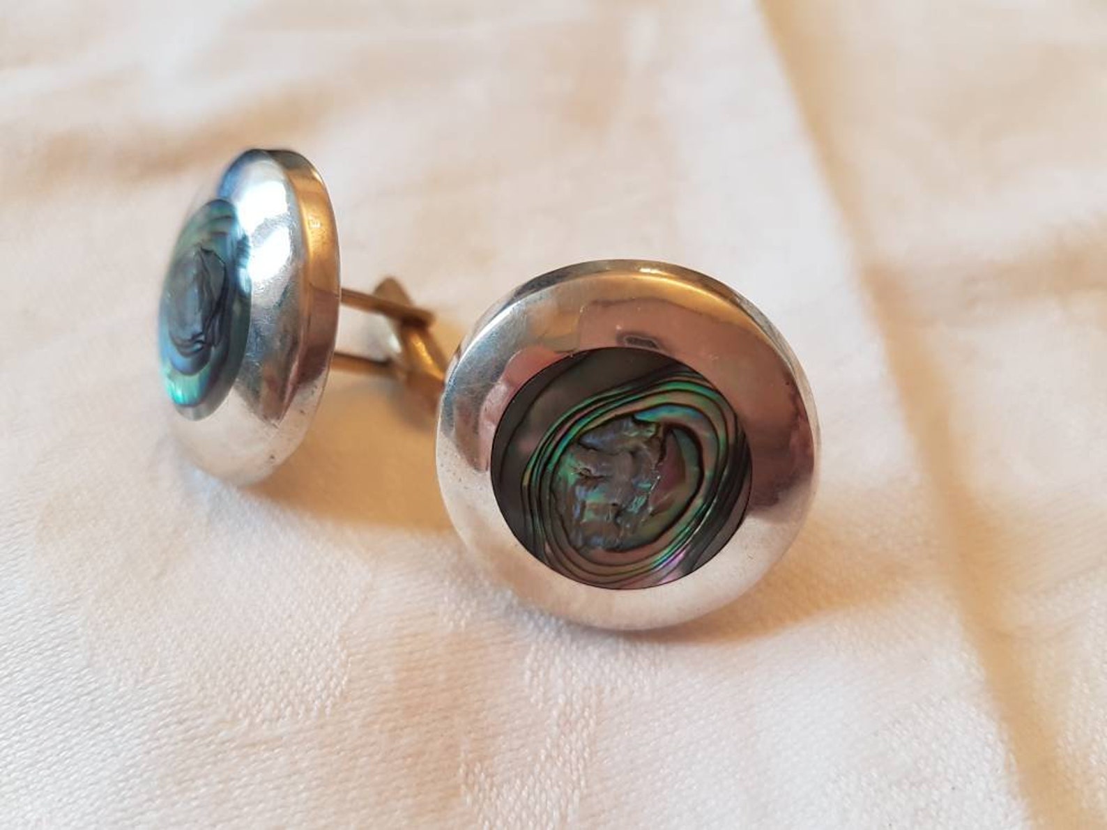 Abalone Silver Cufflinks Large 3cm Diameter. Alpaca 925 - Etsy