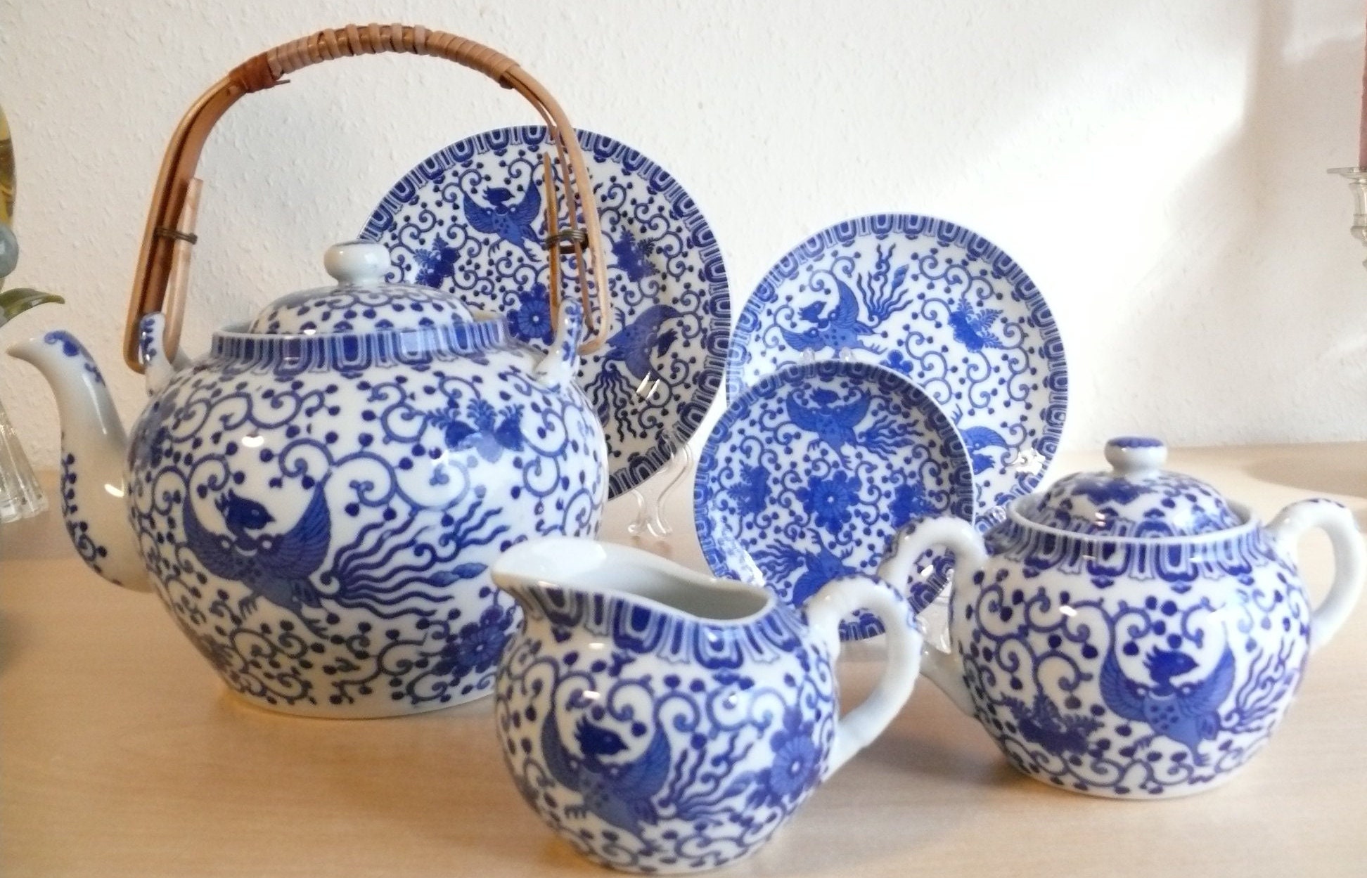 27 Piece NIPPON BLUE PHOENIX Full Tea Set 1950s 21 Piece Full Set Very ...