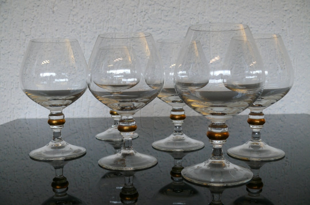 2-5 EISCH COGNAC CRYSTAL Balloon Snifters, Tall Steamed Blown Glass, of ...