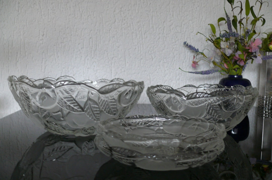 WALTHER CRYSTAL BOWL Set 8 Piece .6 Plates , 2 Large Serving Bowls ...