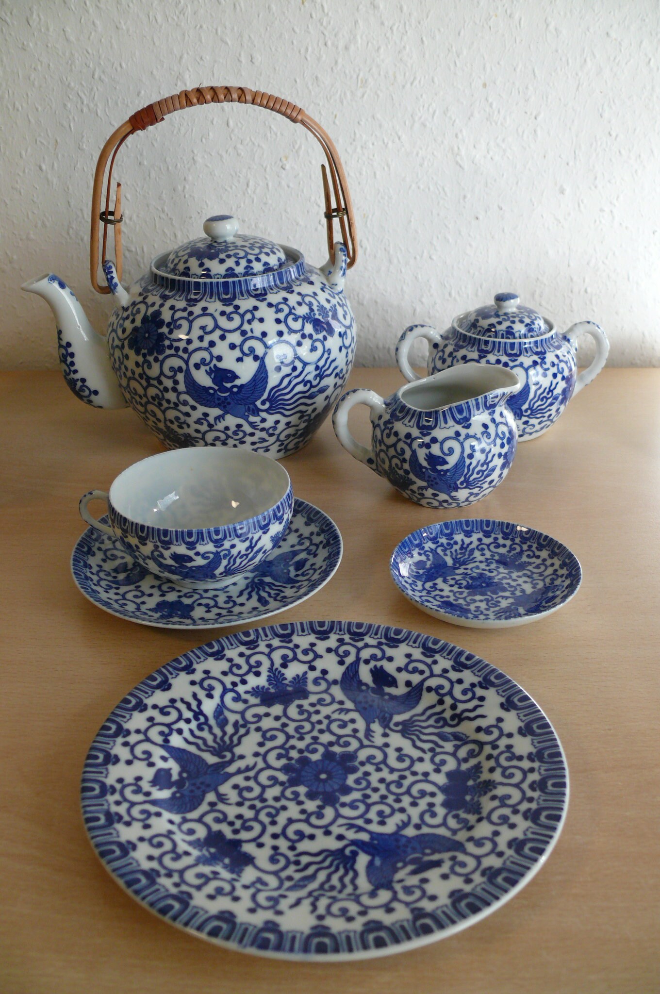 27 Piece NIPPON BLUE PHOENIX Full Tea Set 1950s 21 Piece Full Set Very ...