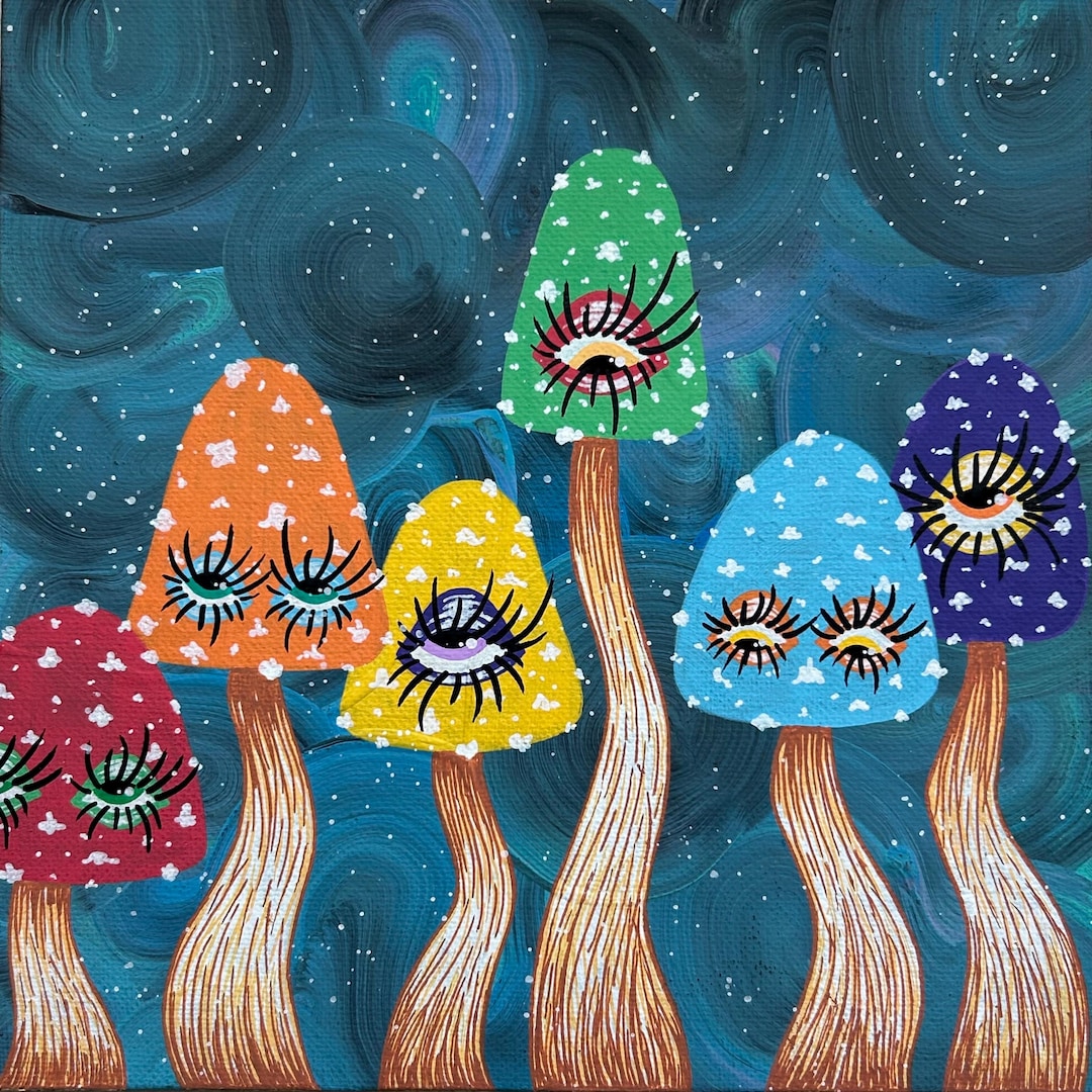Trippy Pride Mushrooms Original Canvas - Etsy