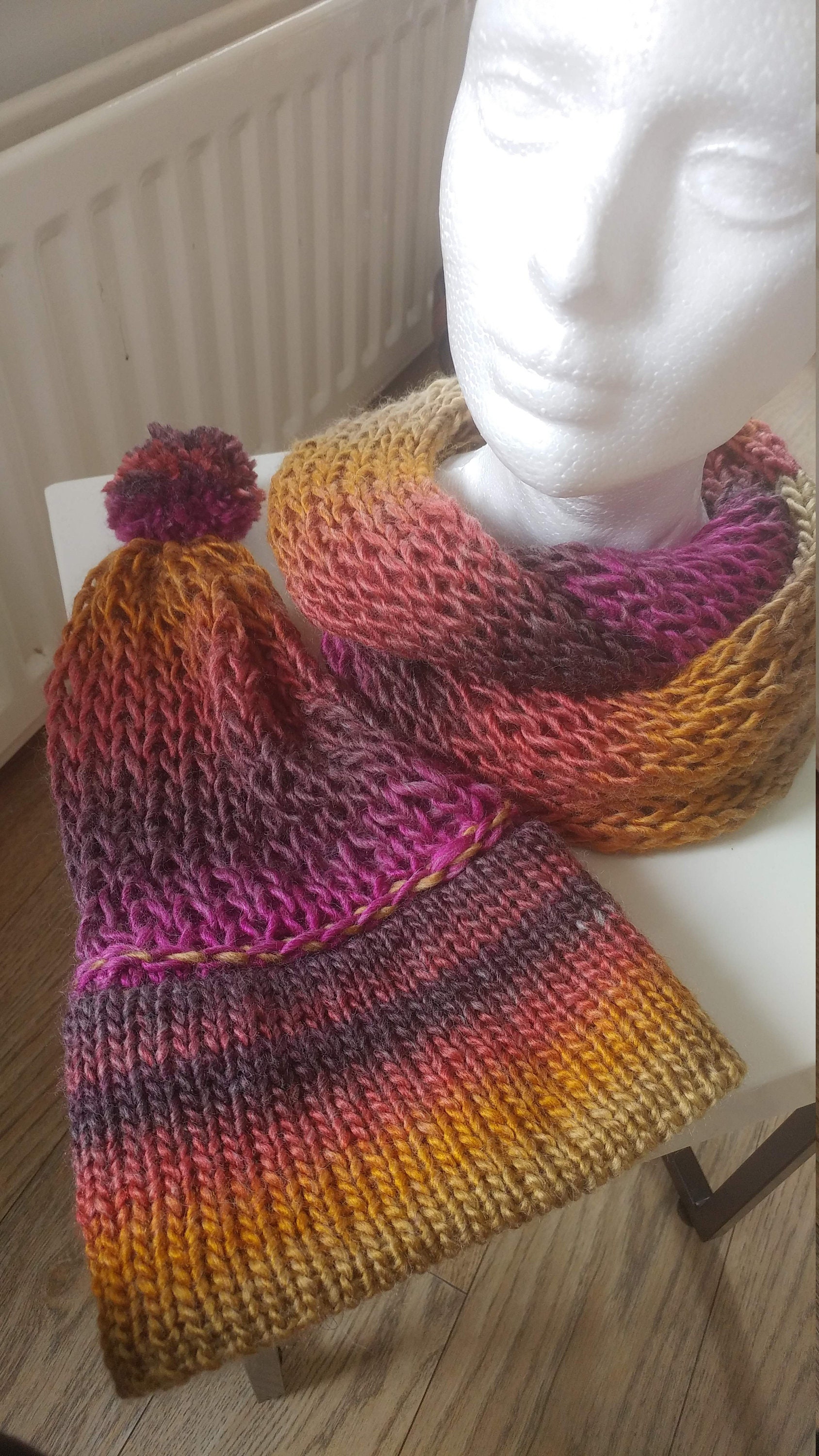 Beautiful and Unique Knitted Drop Stitch Matching Infinity Scarf and ...