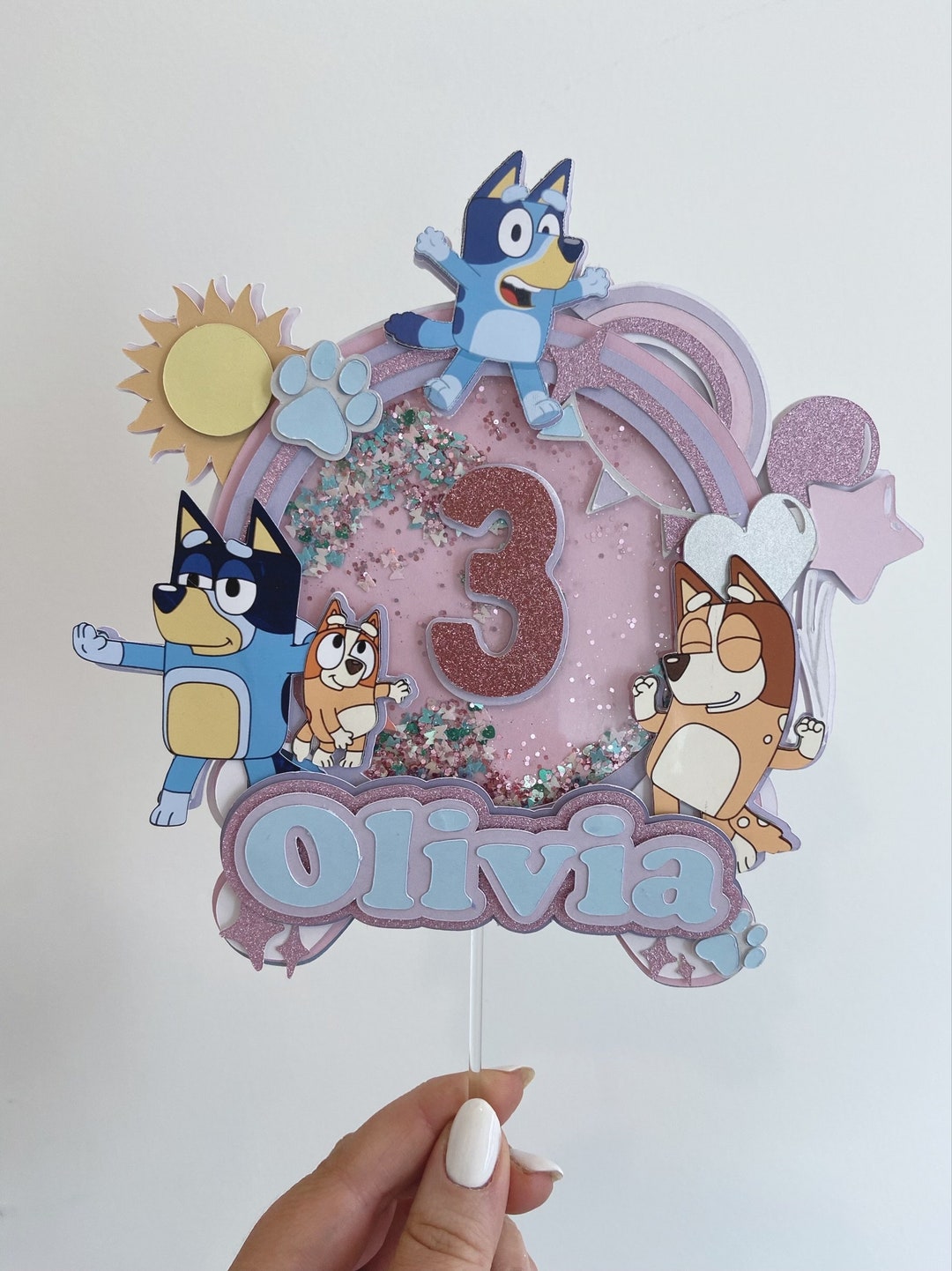 Bluey 3D Cake Topper Personalised Shaker Party Decor - Etsy