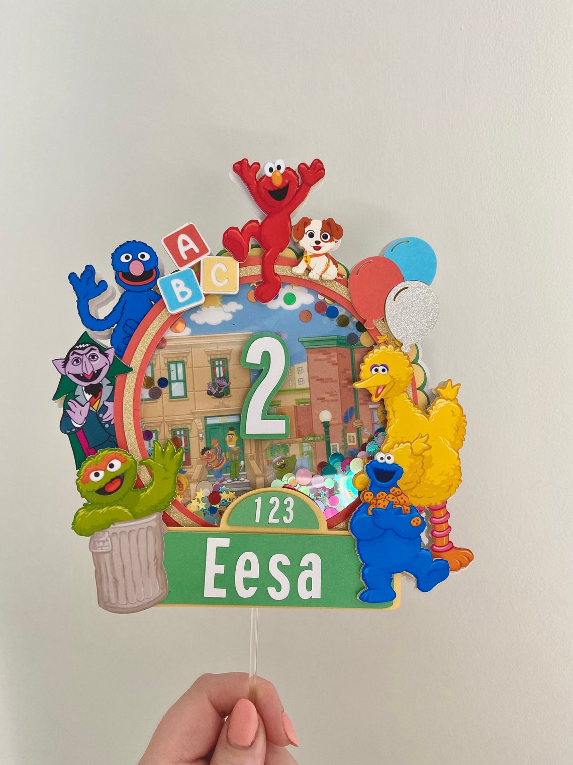 Sesame Street 3D Cake Topper Personalised Shaker Party Decor Elmo - Etsy UK