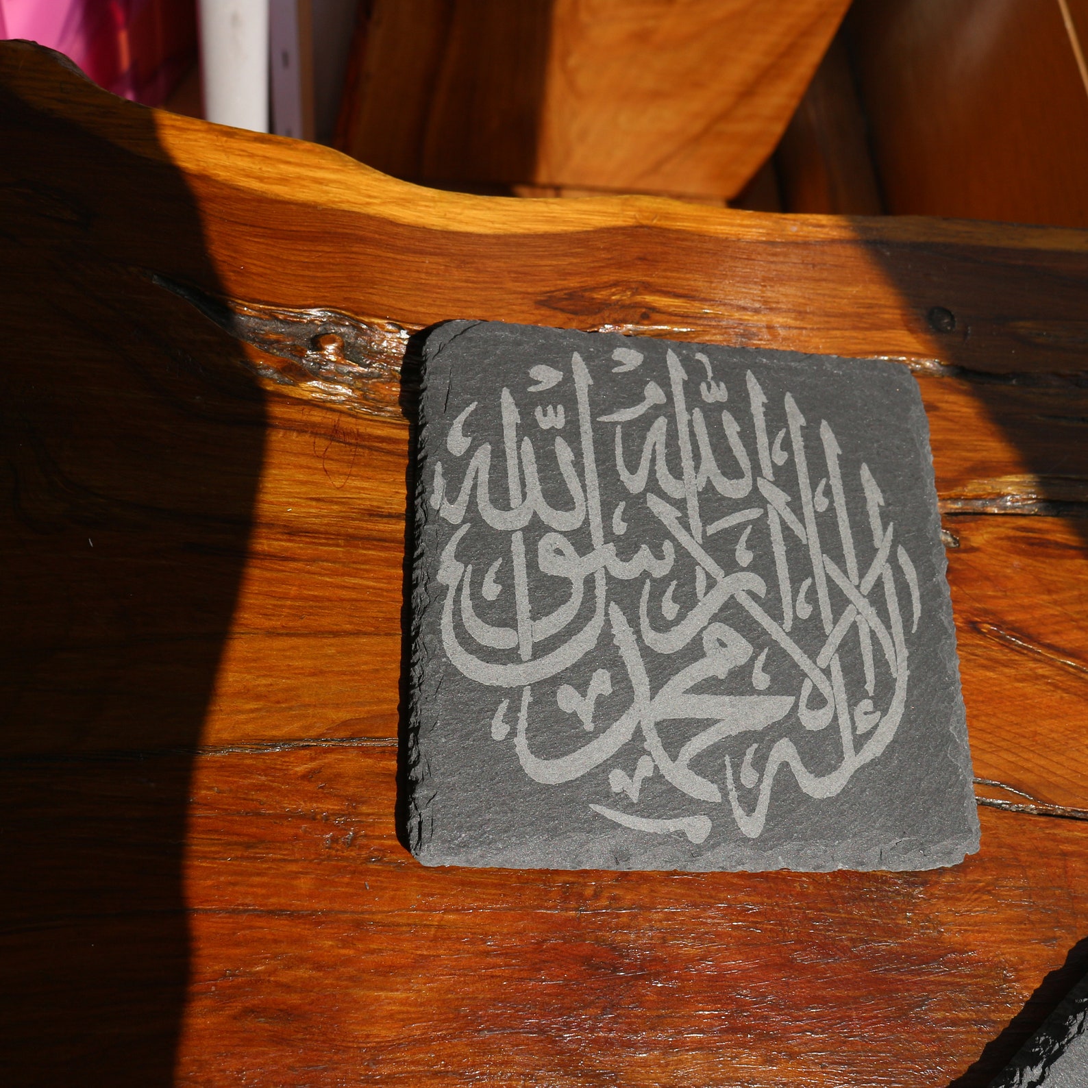 Beautiful Slate Handmade Kalima, Shahada Caligraphy Etched Stand, Tea ...