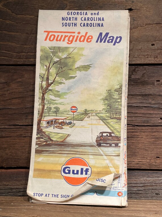 1960s Gulf Oil Fold Out Road Map NC SC Georgia Florida - Etsy