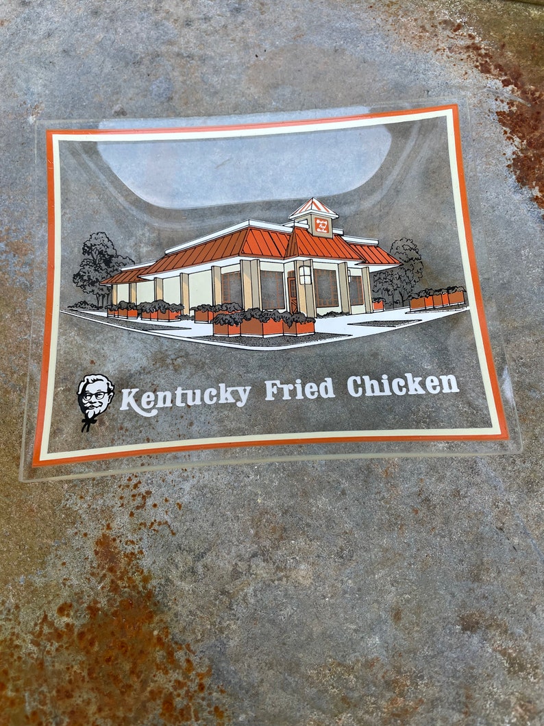 Vintage Kentucky Fried Chicken Advertising Glass Coin Tray, Franchise ...