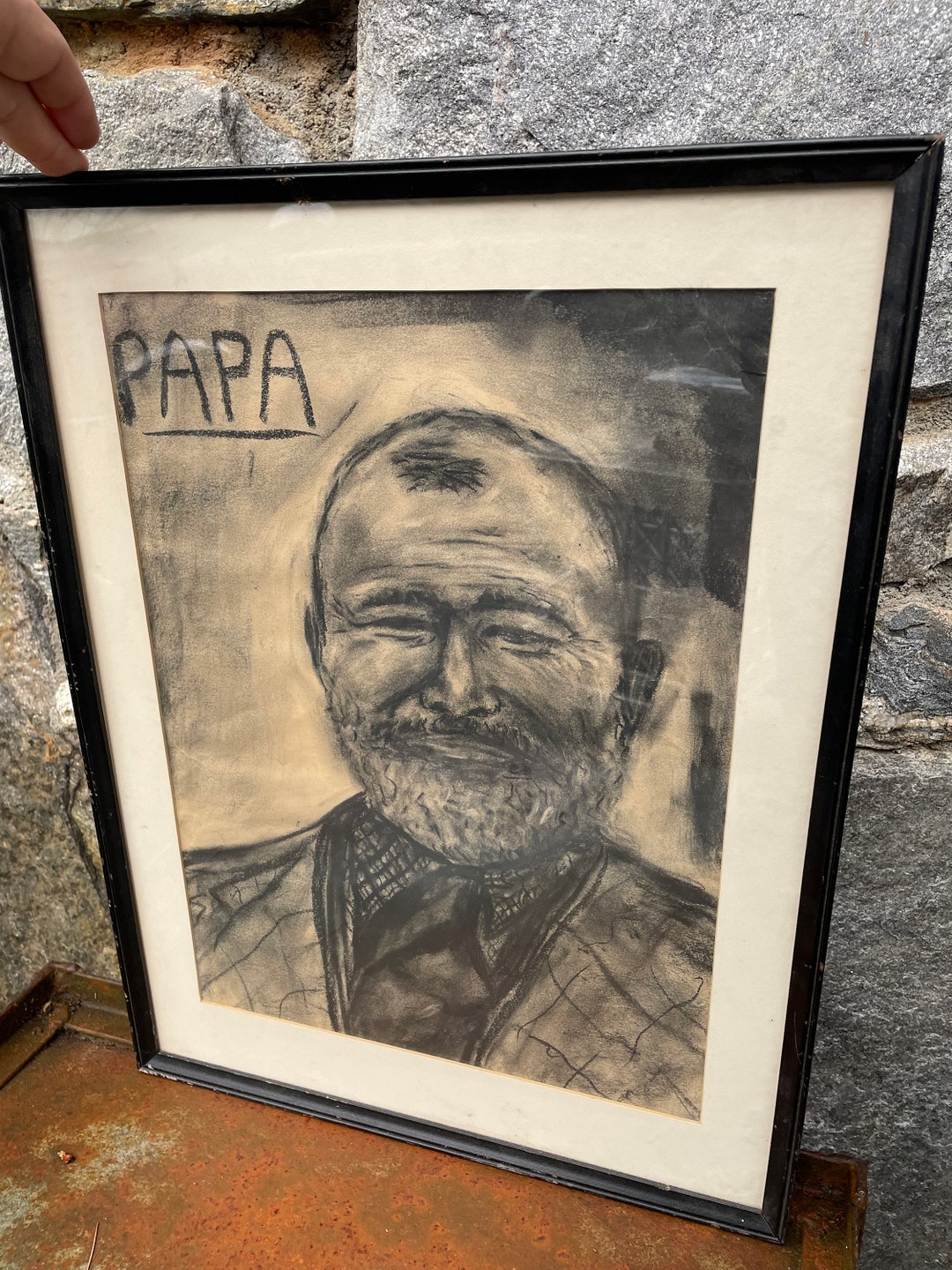 Ernest Hemingway Original Vintage Charcoal Drawing Portrait Painting - Etsy