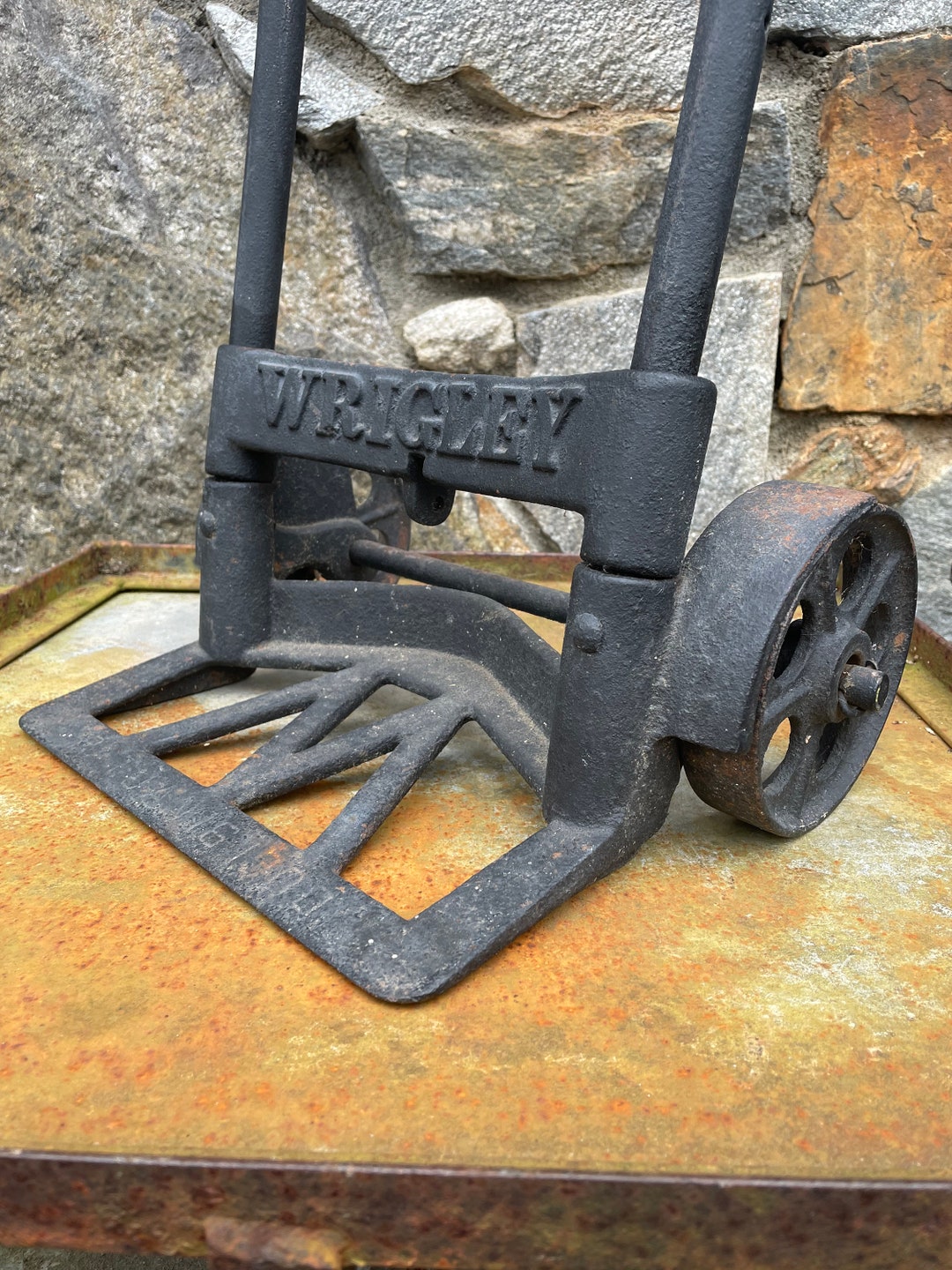 Original Wrigley Field Beer Keg Dolly, Cast Iron Hand Cart, Pat. 1900 ...