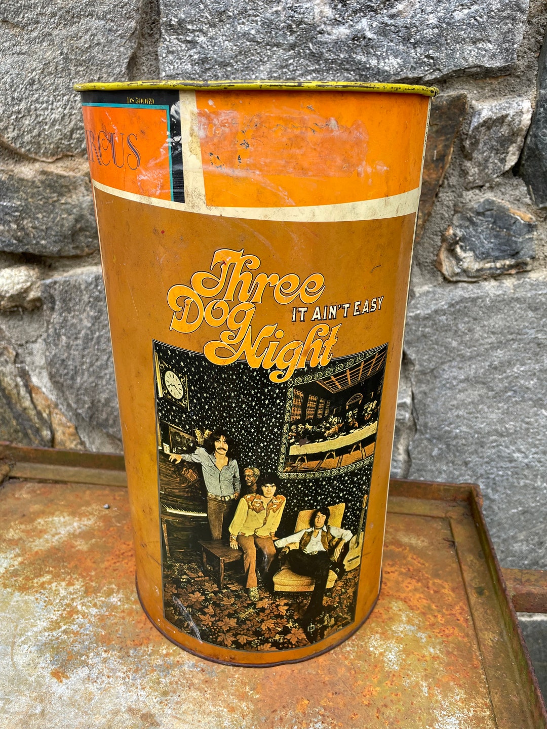 1970s Vintage Dunhill Record Company Promo Metal Trashcan, Three Dog ...