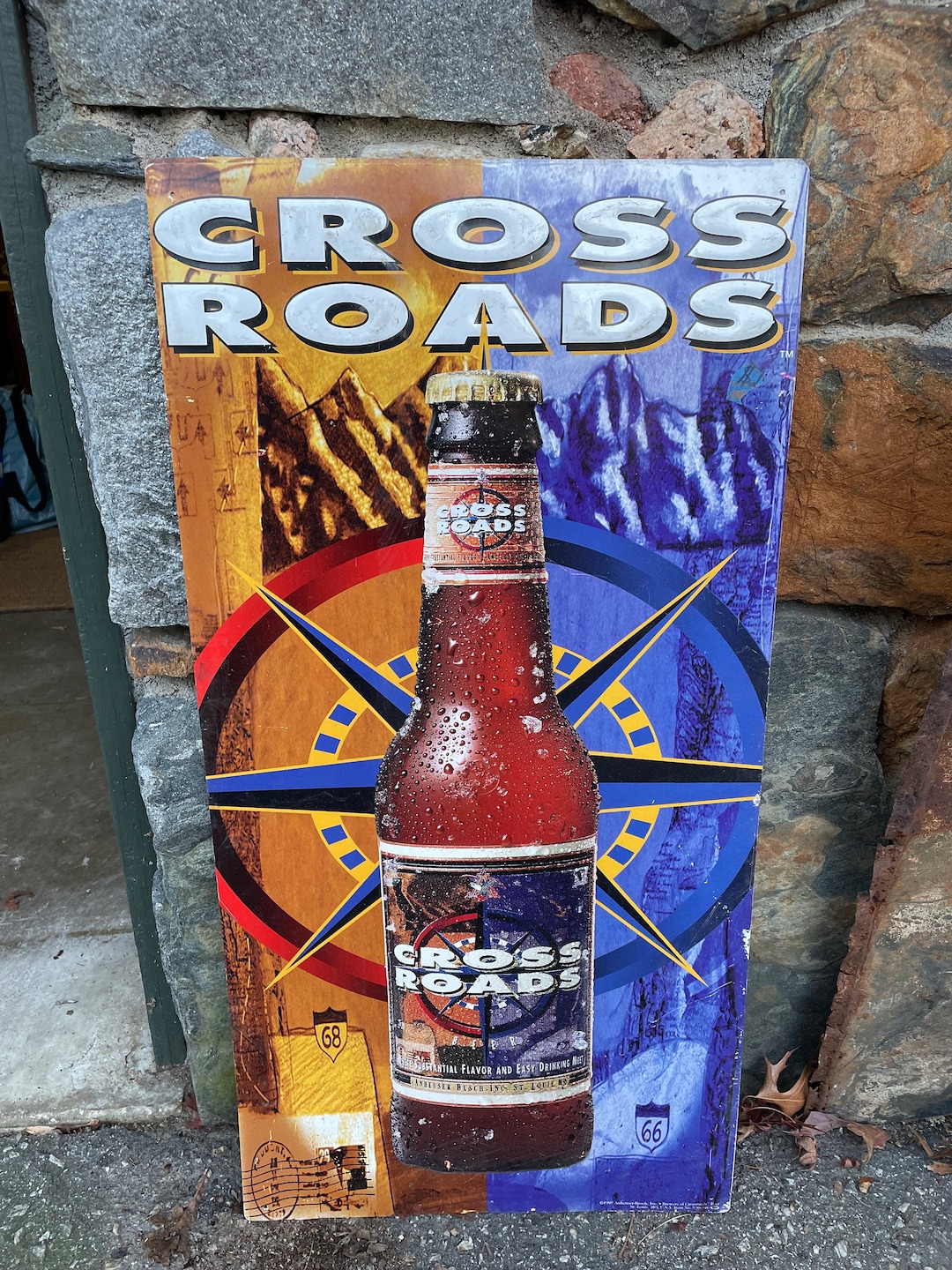 Crossroads Beer Metal Sign 1995 Embossed Super Rare Defunct Brand ...