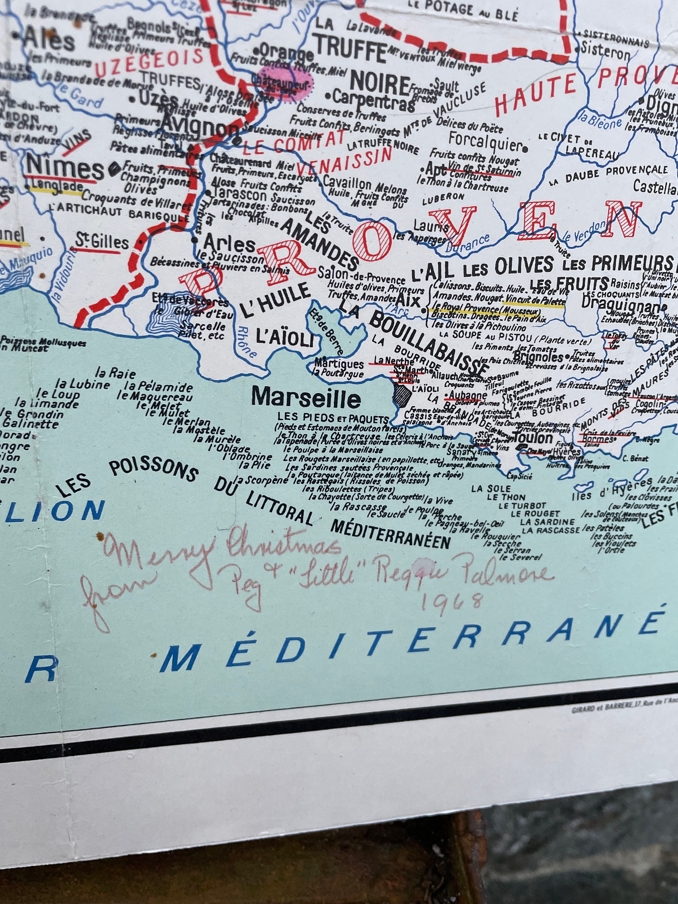 Large Vintage 1964 Map of France Gastronomy Regions - Etsy