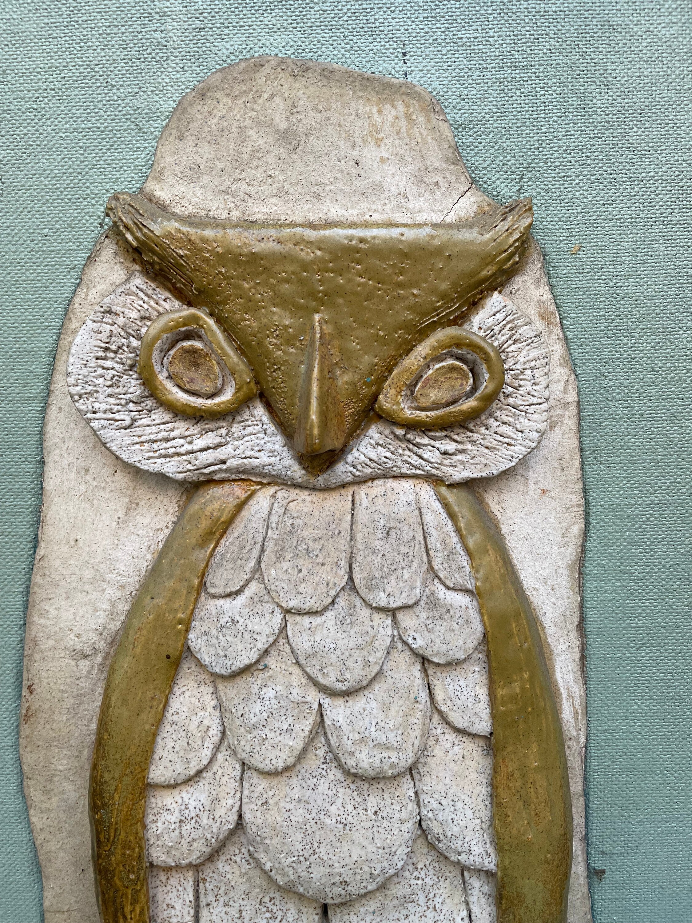 1968 Vintage MCM OWL Ceramic Sculpture Bas Relief, Framed - Etsy