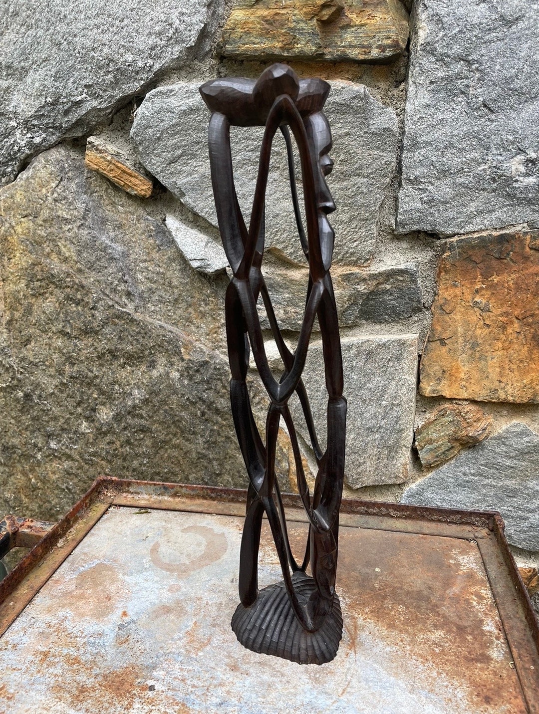 Vintage African Sculpture, Outstanding Fine East Africa 18” Hollowed ...