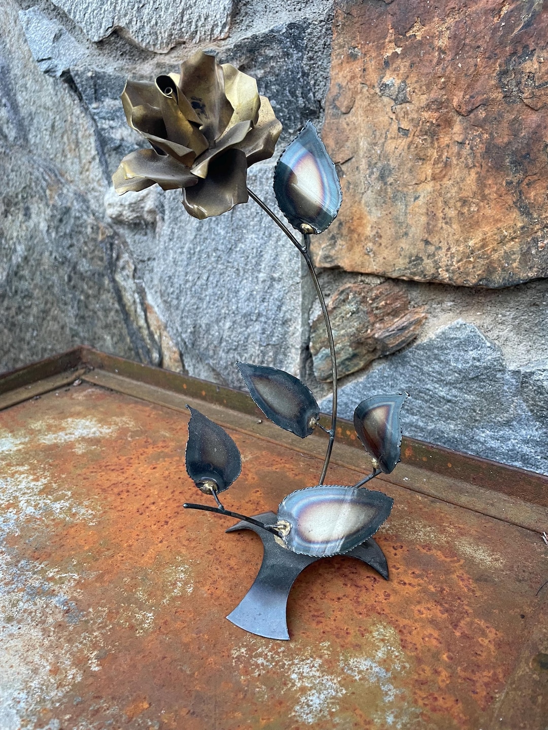 Vintage Curtis Jere Metal Sculpture Rose Flower, Copper Brass - Etsy