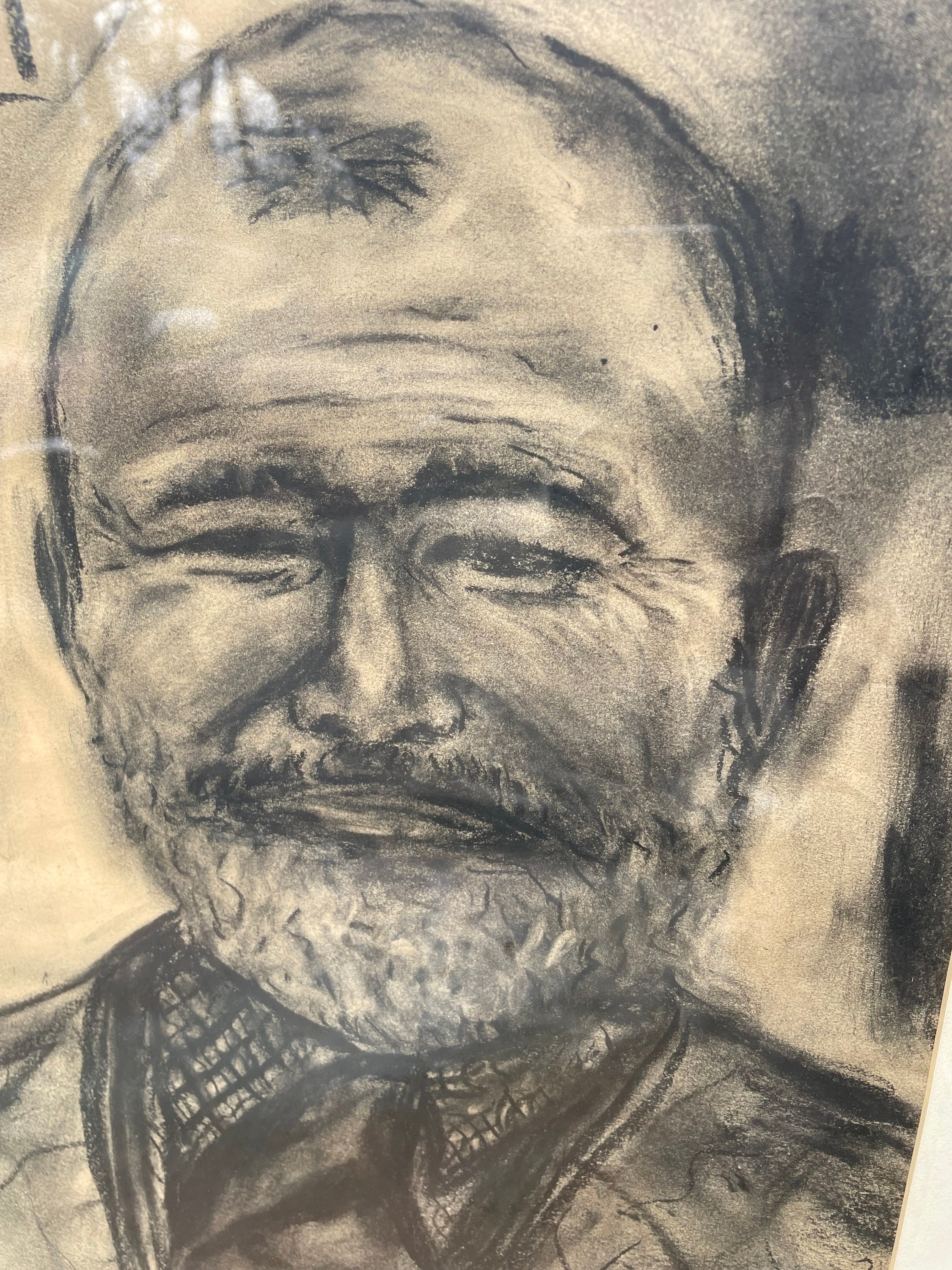 Ernest Hemingway Original Vintage Charcoal Drawing Portrait Painting - Etsy